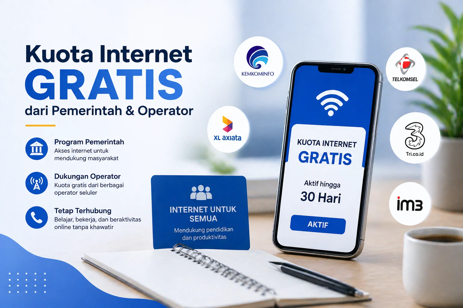 Cara Dapat Kuota Internet Gratis 2026 Dari Pemerintah & Operator