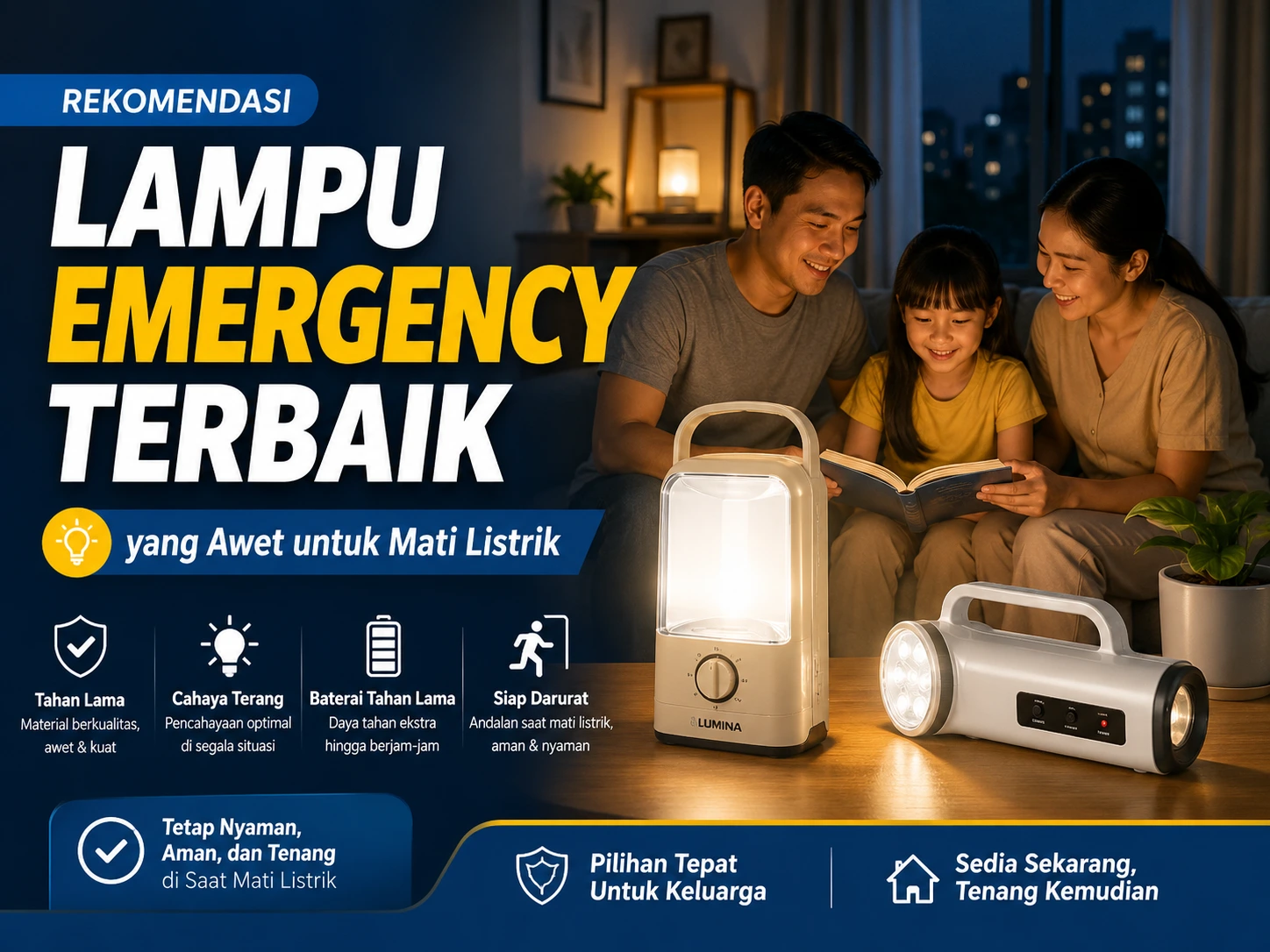 8 Rekomendasi Lampu Emergency Terbaik Awet untuk Mati Listrik