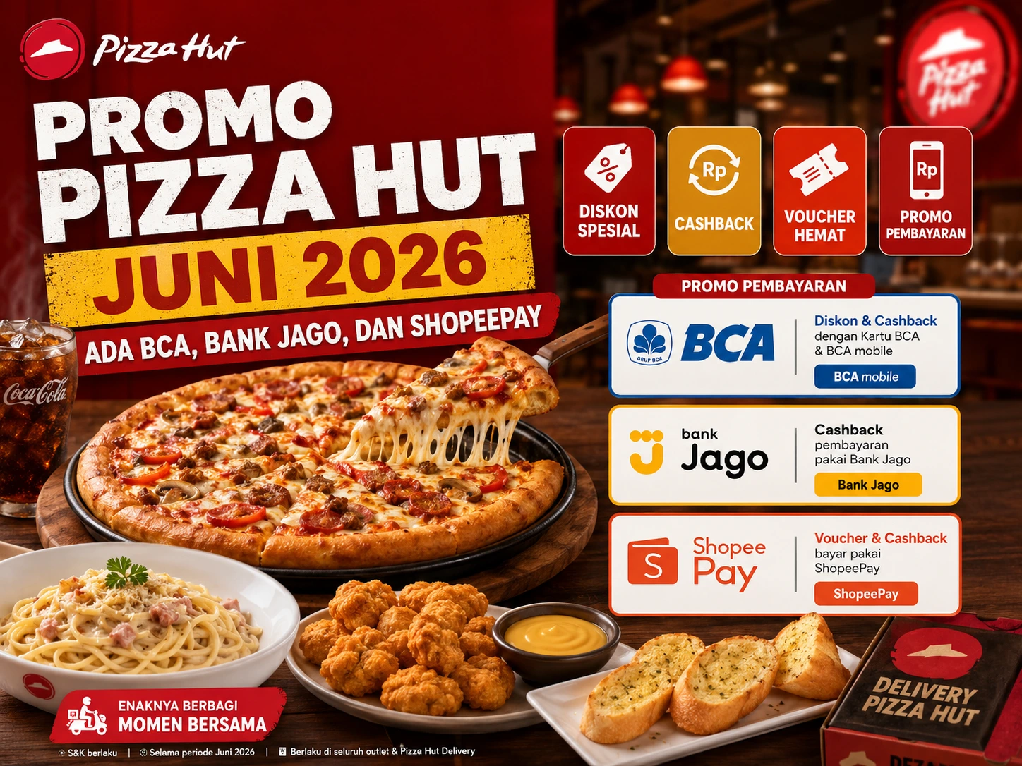 Promo Pizza Hut Juni 2026, Ada BCA, Bank Jago, dan ShopeePay